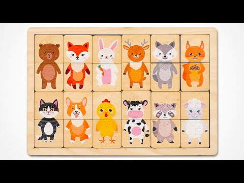 Learn Animals & Play Match the Head with Activity Puzzle | Preschool Toddler Toy Learning Video