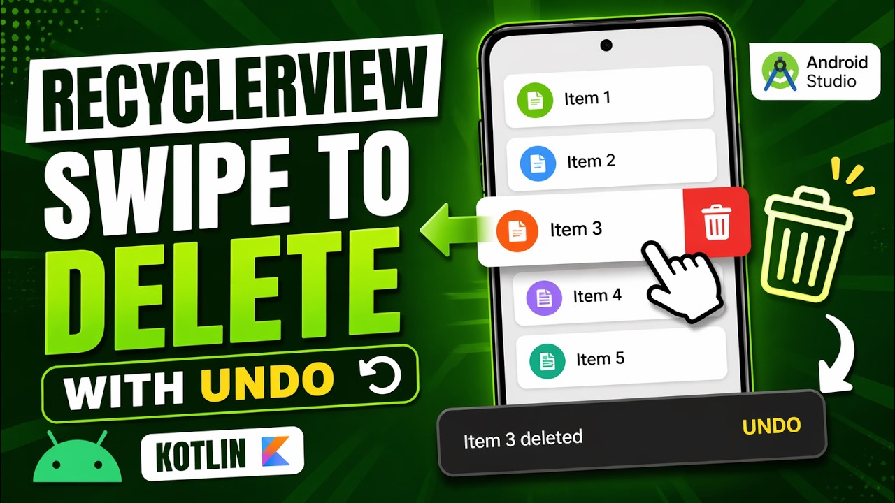 ANDROID - RECYCLER VIEW SWIPE TO DELETE ITEM || TUTORIAL IN KOTLIN