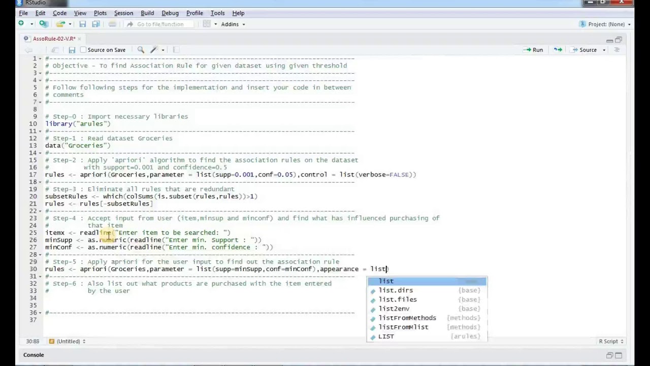 Association Rule Mining in R