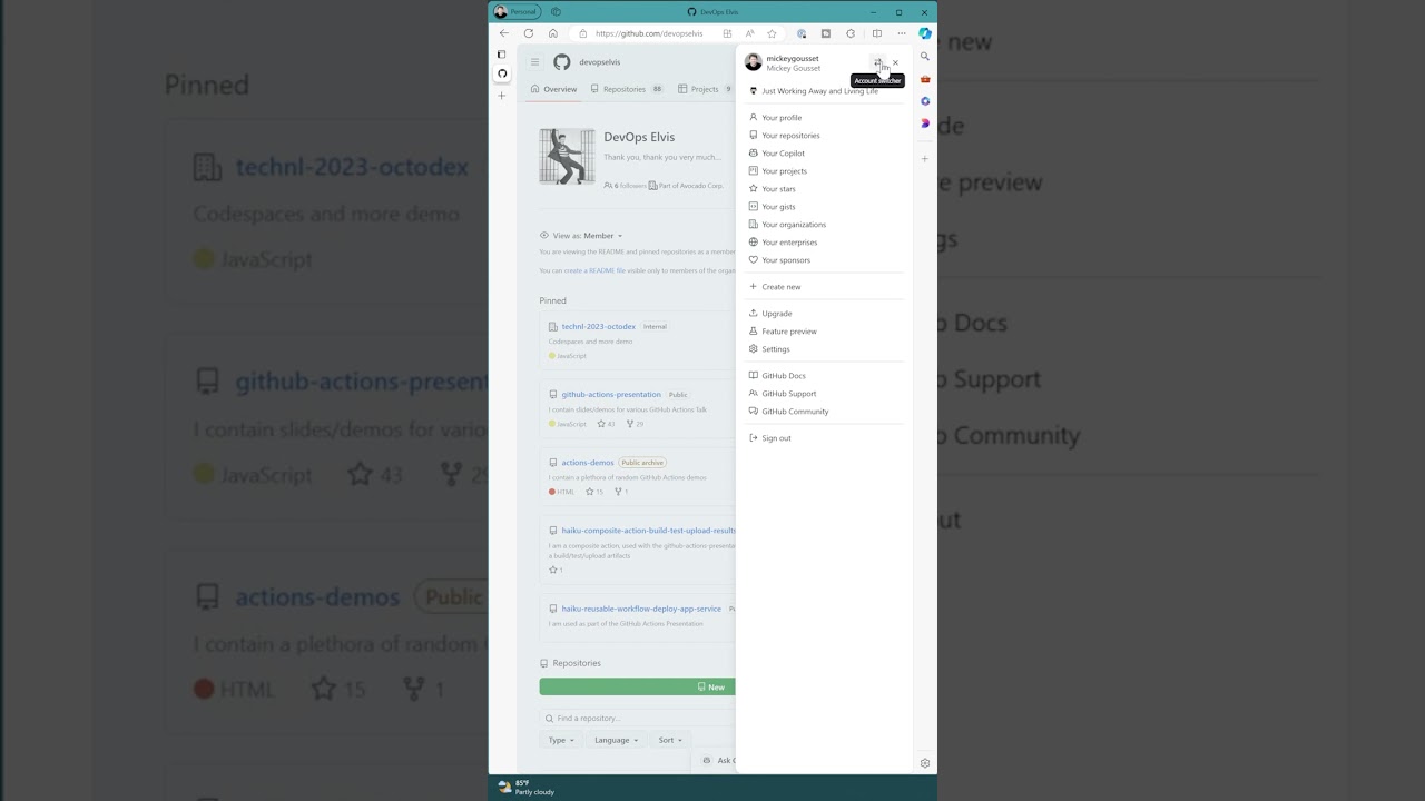 Switch accounts easily in GitHub  #shorts #github #education #ghec #emu