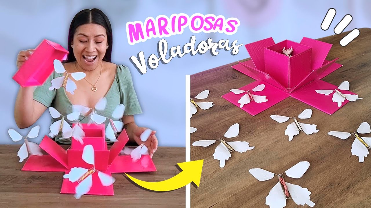 CAJA SORPRESA con MARIPOSAS VOLADORAS🦋 actualizado!😱+ Moldes | Tu Diva Creativa