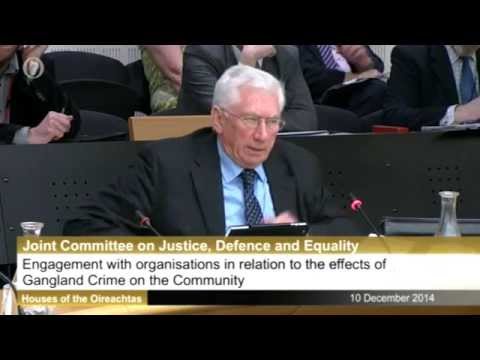 Deputy Sean Kenny talking to the Dublin North East Drugs Taskforce at Oireachtas Justice Committee