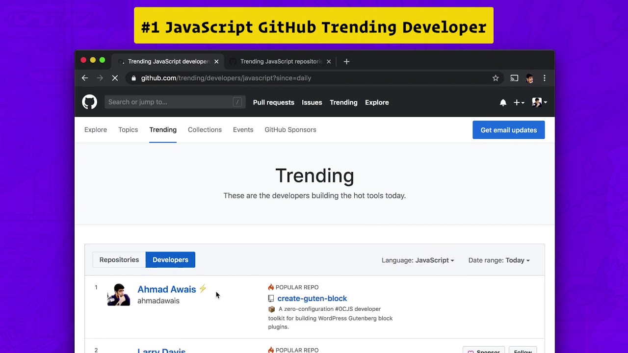 #1 JavaScript Developer Worldwide on GitHub Trending