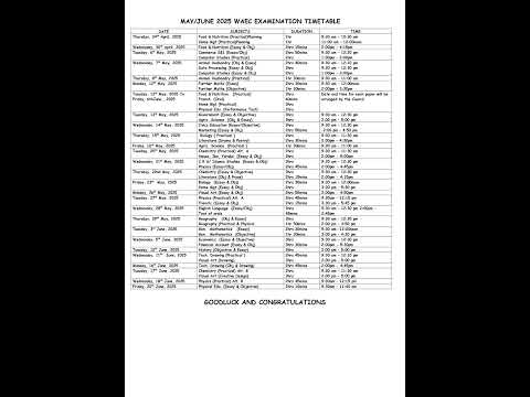 2025/2026 WAEC Time Table #waec #education #joabpeters