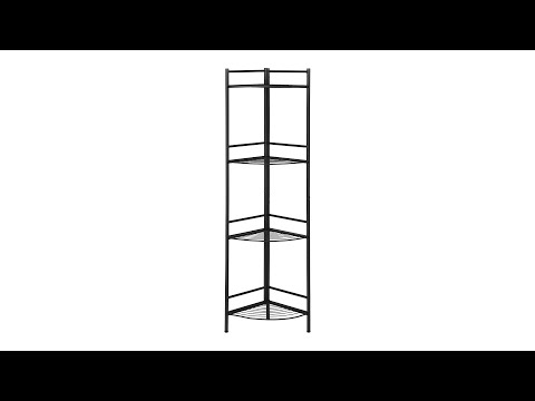 I 3625 Bookcase - 58"H / Black Metal Corner Etagere - Monarch Specialties