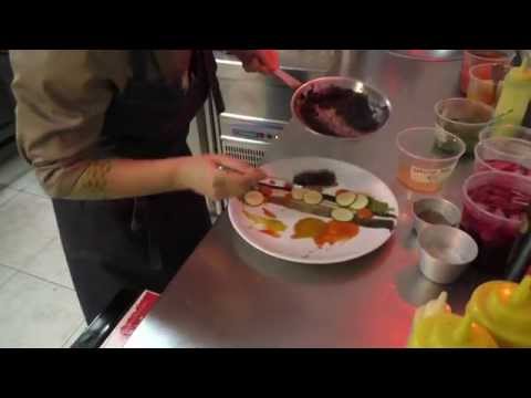 Carolina Bazán prepares sea bass at Ambrosia