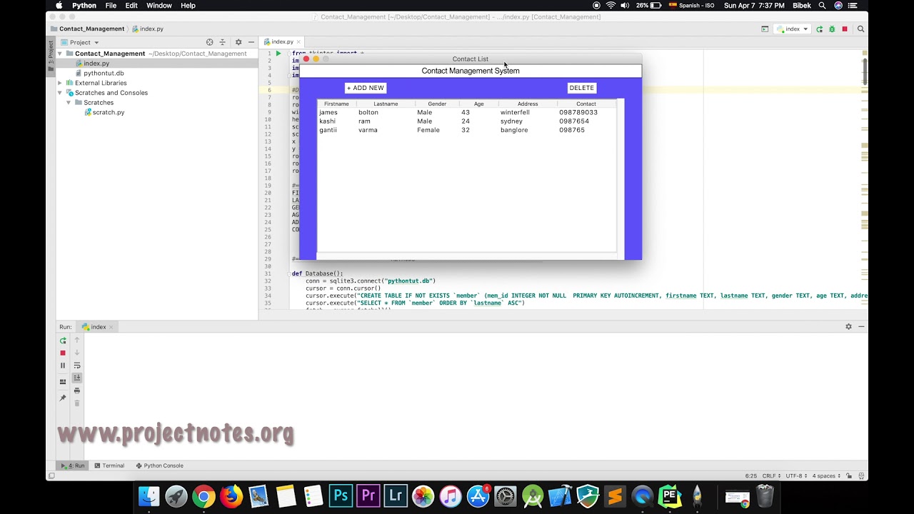 Contact Management System In Python With Source Code || ProjectNotes