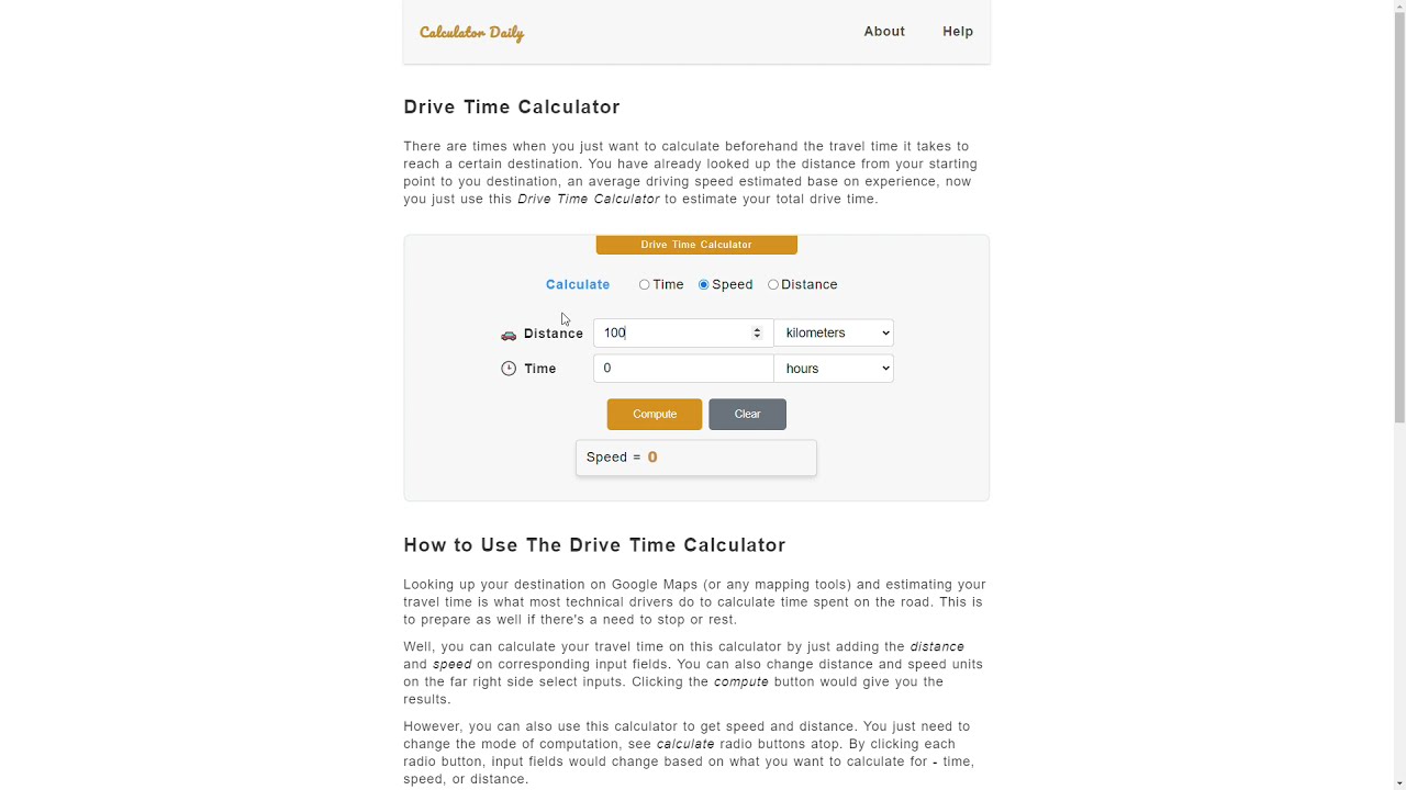 Drive Time Calculator