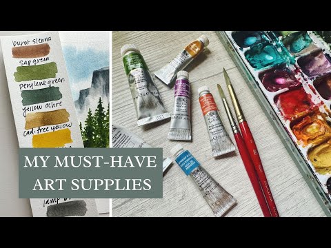 My TOP FAVORITE Art Supplies I use for WATERCOLOR painting! | Must-Haves on paint, brushes, & paper!