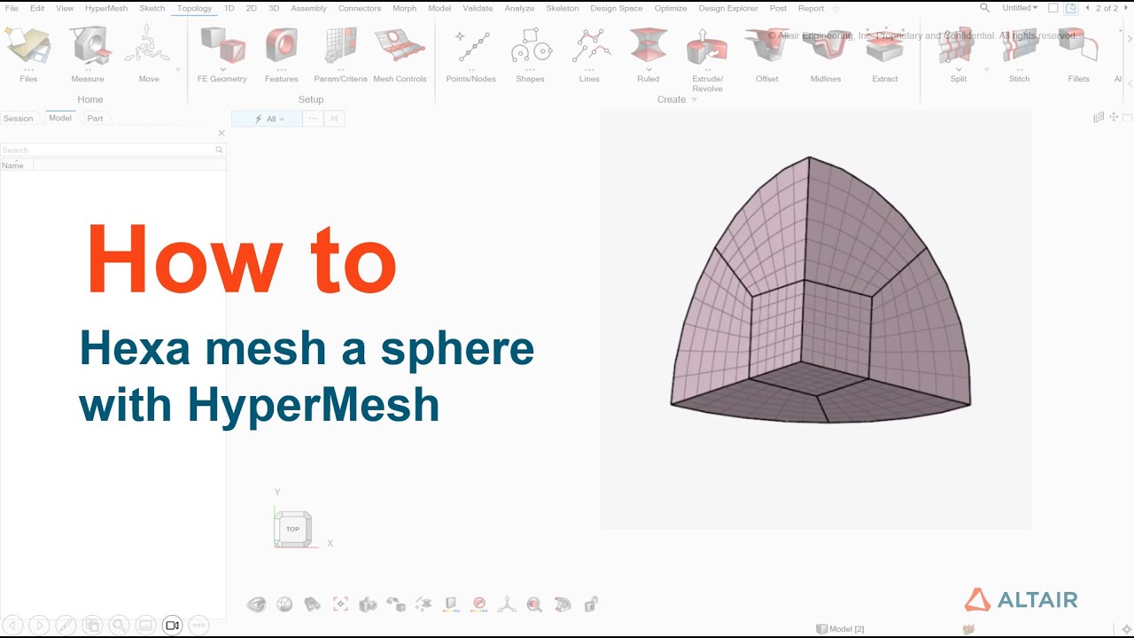 How to hexa mesh a sphere with HyperMesh