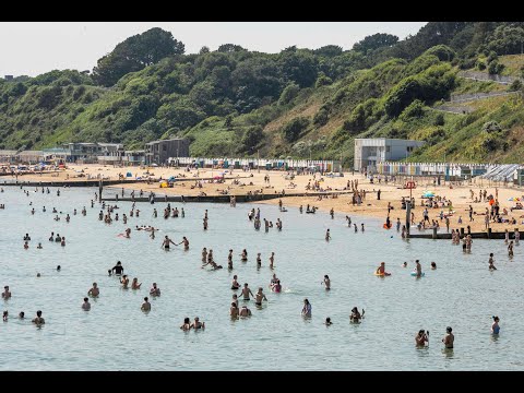 Heatwave at Bournemouth beach in Dorset