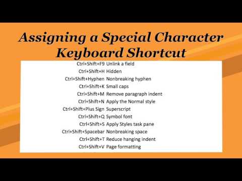 55. Assigning a Special Character Keyboard Shortcut