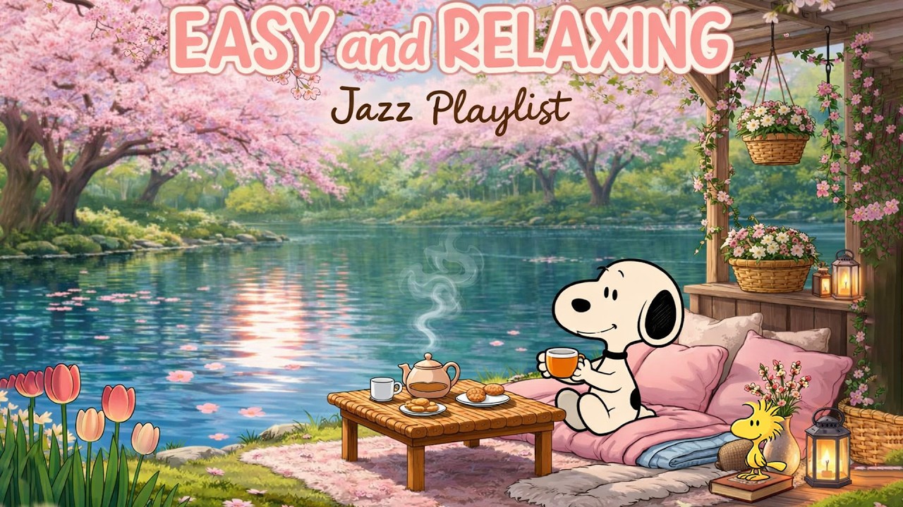 Easy and Relaxing with Snoopy 🌸 Snoopy's Tranquil Spring Morning Jazz Playlist for Good Vibes