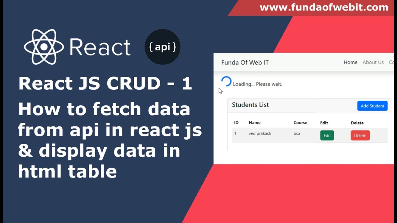 React JS CRUD - How to fetch data from api in react js & display data in html table | React Tutorial