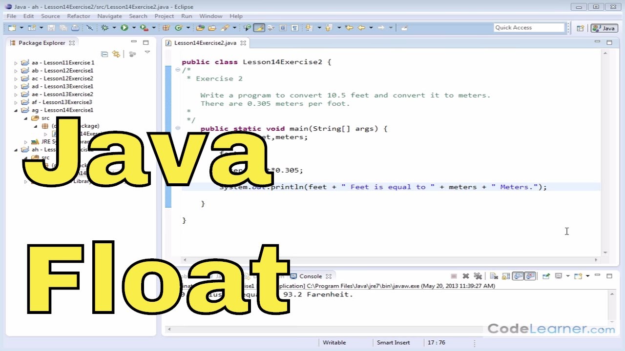 14y - Learn Java - Floating Point Variables - Exercise 2