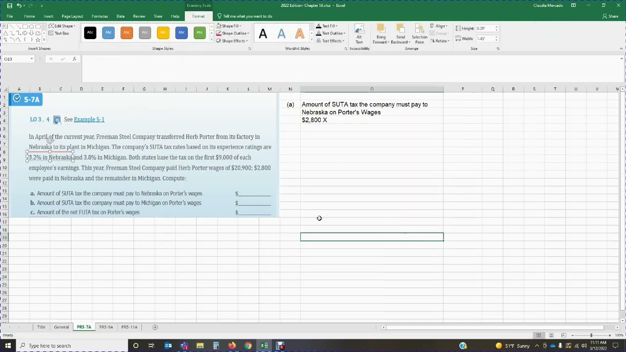 Payroll 2022- Chapter 5 PR5-7A