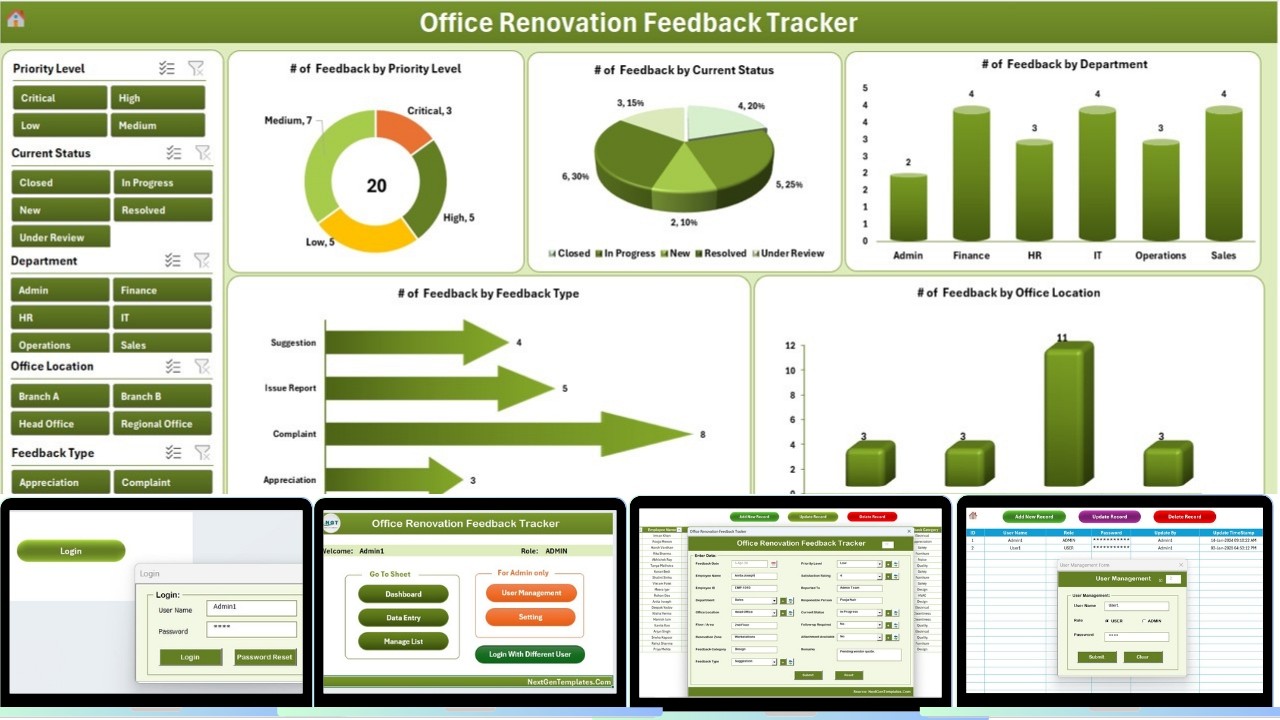 Office Renovation Feedback Tracker in Excel