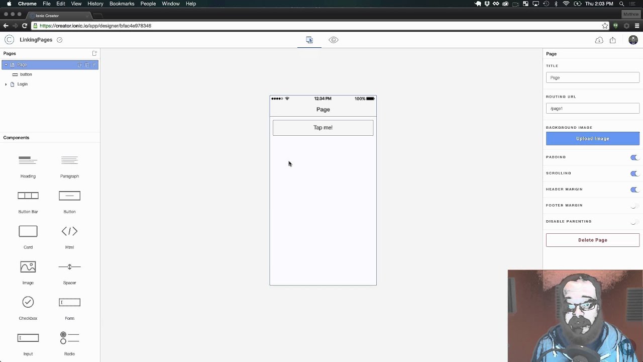 Ionic Creator Tutorials // Linking Pages