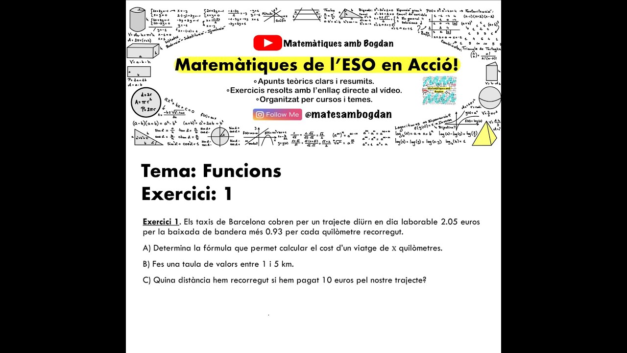 Matemàtiques en Acció - Funcions - Exercici 1