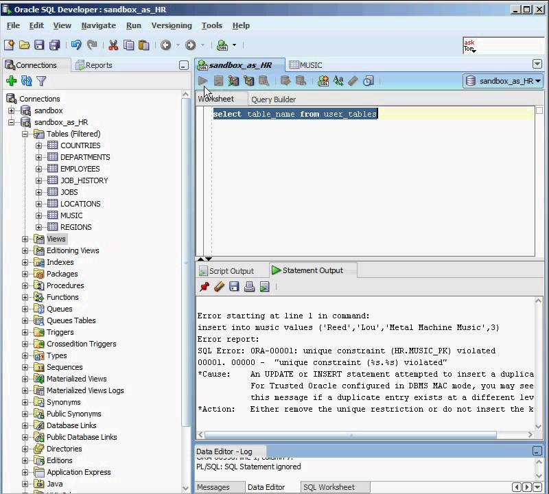 Oracle Database Objects