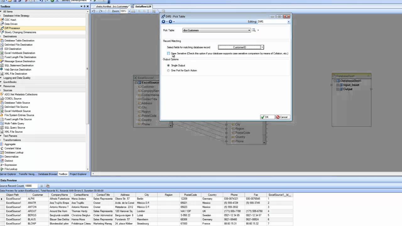 Diff Processor Database Write Strategy in Centerprise Data Integrator