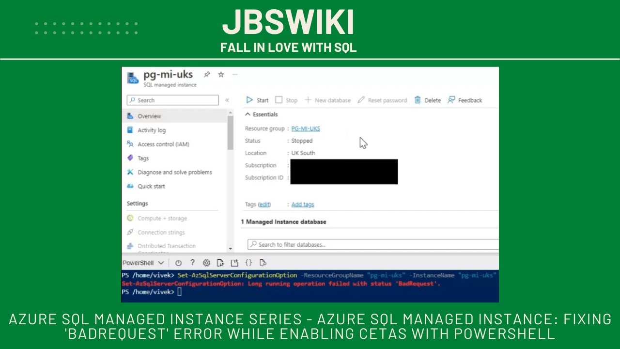Azure SQL Managed Instance Series - Fixing 'BadRequest' Error while Enabling CETAS with PowerShell