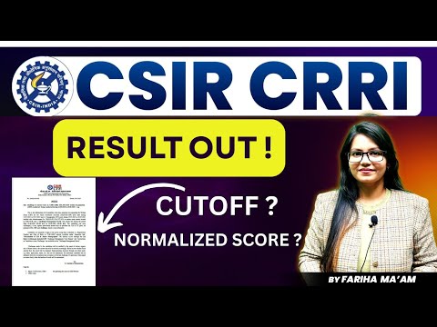 CSIR CRRI Result Out | Cutoff Marks | Full Details | Official Notice | By Fariha Ma'am