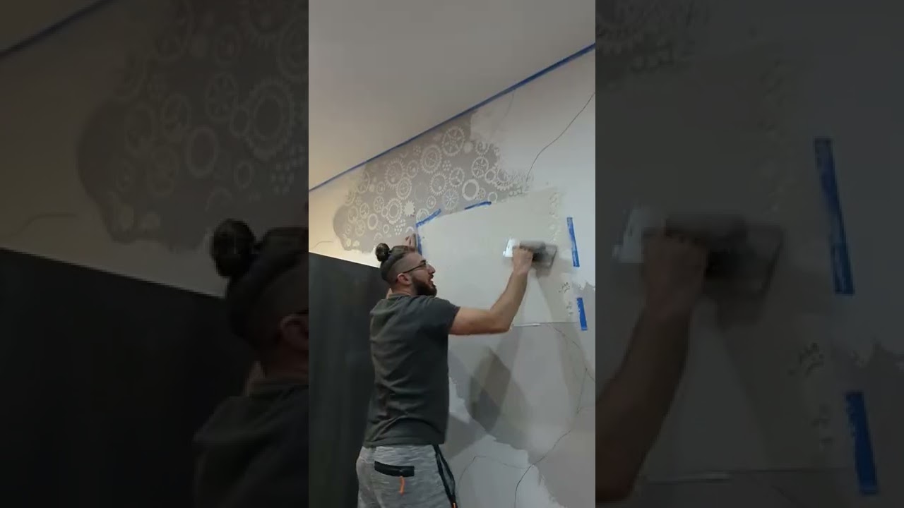 How to make Venetian plaster wall - Stencil art