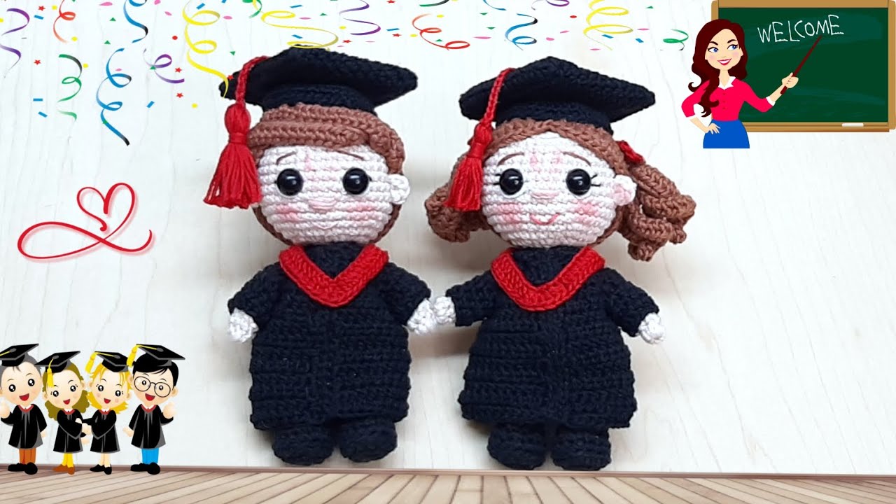 👨‍🎓👩‍🎓 GRADUADOS AMIGURUMIS A CROCHET / 2 EN 1 / TEJIDO FACIL /  TUTORIAL PASO A PASO  👩‍🎓👨‍🎓