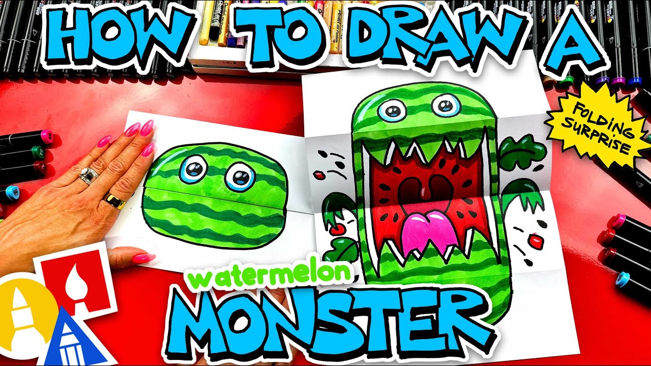How To Draw A Watermelon Monster - Folding Surprise