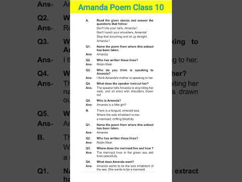 Amanda Poem First Flight English Class 10 question answer #shorts #English