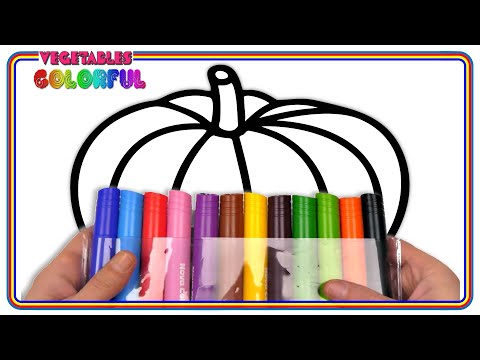 ( Vegetables ) Pumpkin and BIG Marker Pencil Coloring / Drawing Pumpkin / Akn Kids House
