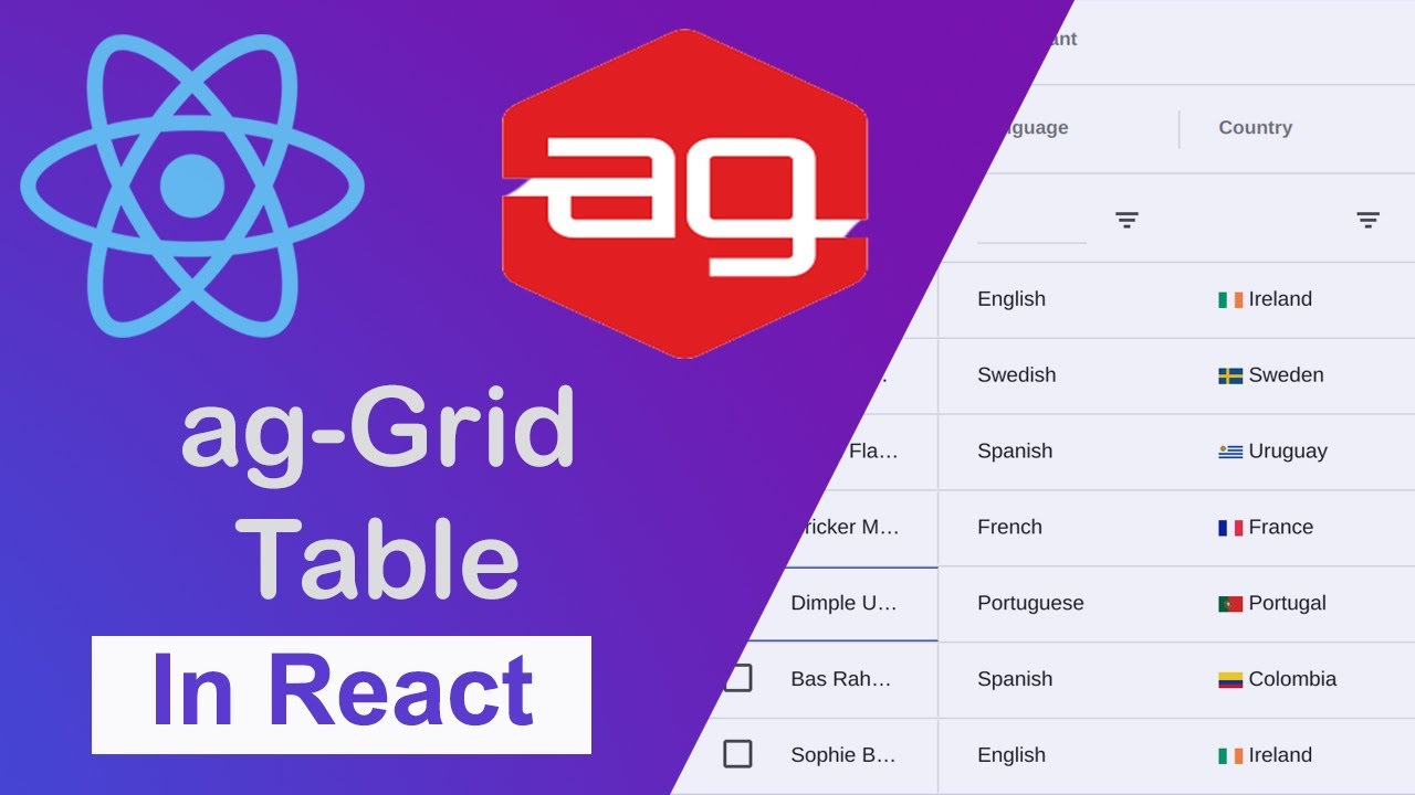 React Ag-Grid Tutorial: Sorting, Filtering, Selecting, and Editing Data | Codenemy