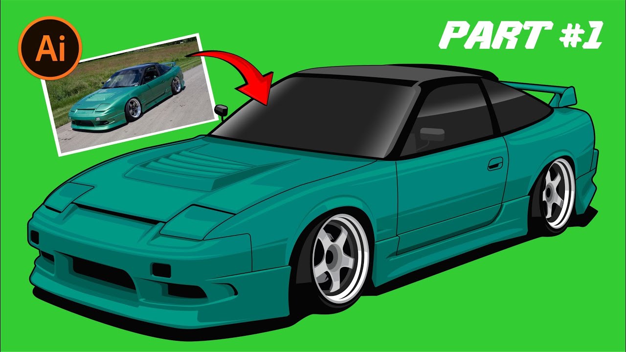 Nissan 180sx car vector   Adobe Illustration