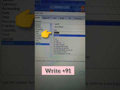 Add country calling code (+91) in excel. #excel