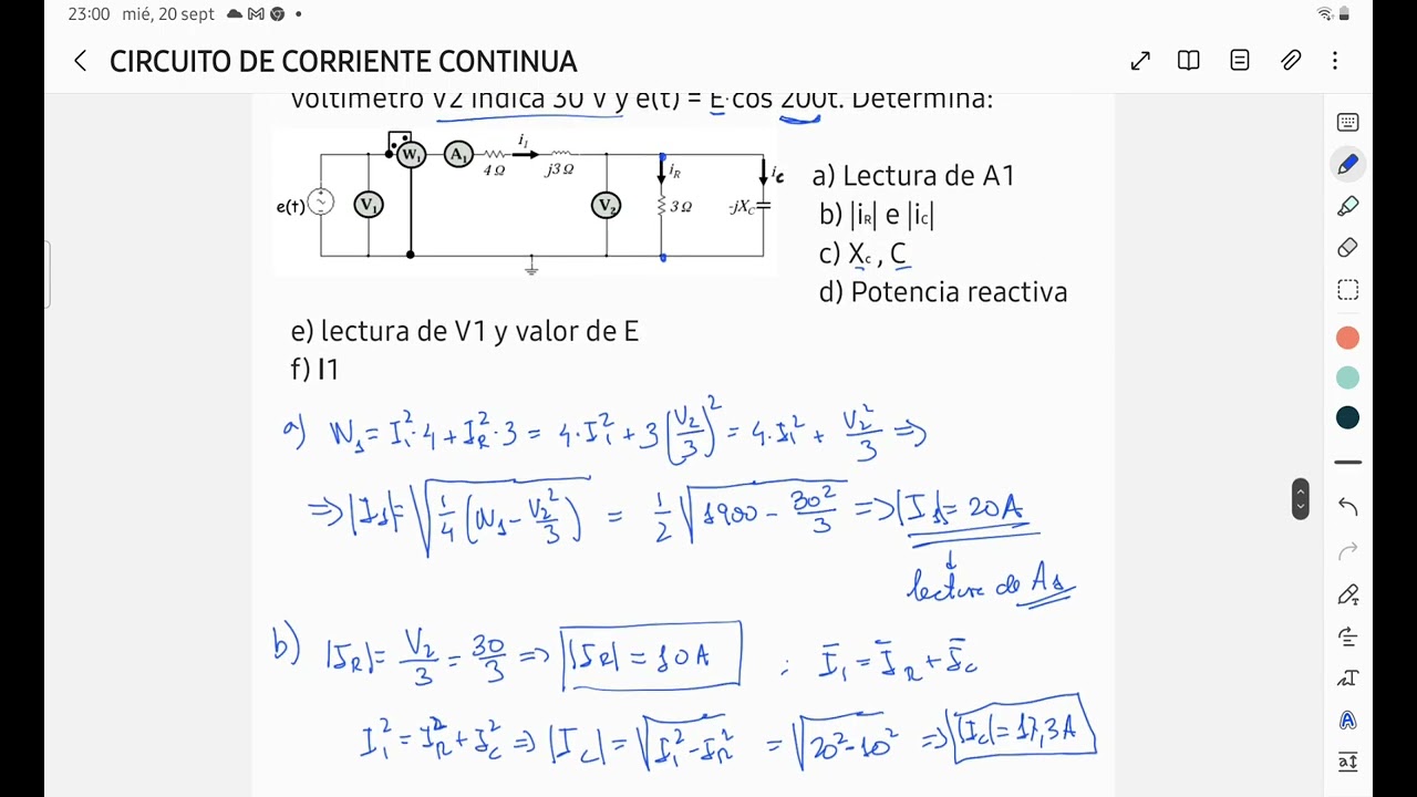 CIRCUITO DE CORRIENTE ALTERNA. EXAMEN DE INGENIERÍA INDUSTRIAL