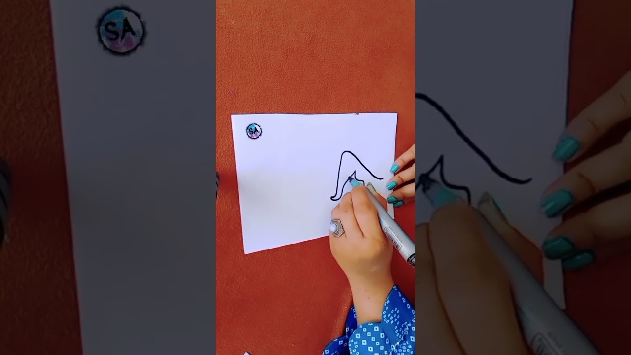 Tiger🐯 Drawing from One Line Art #easy #easydrawing #lineartdrawing #short #Tiger