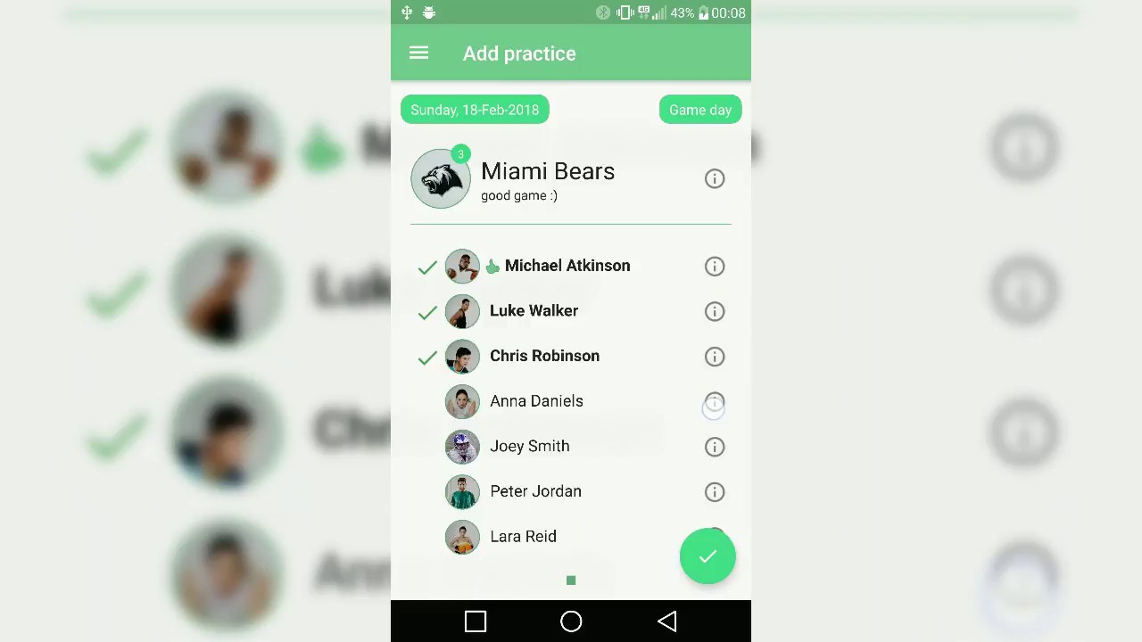 Practice attendance tracker