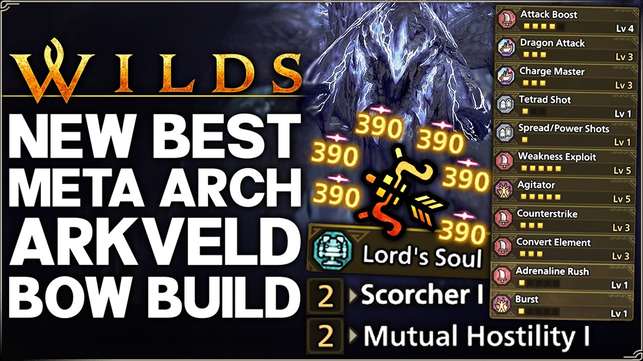 Monster Hunter Wilds - New Best OP Bow Build - Highest Damage - Arch Tempered Arkveld Set Guide!