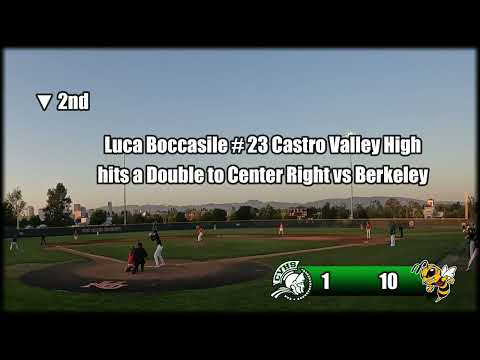 Luca Boccasile #23 Castro Valley High hits a Double vs Berkeley May 12, 2023