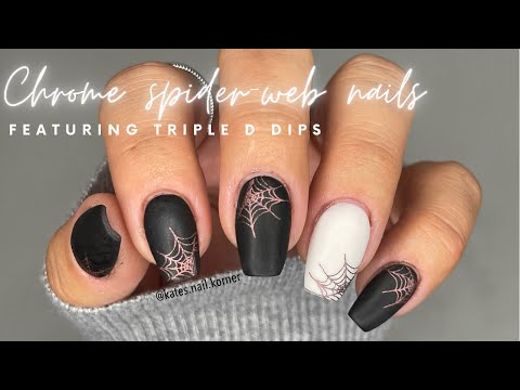 Chrome Spider Web Dip Nails | Featuring Triple D Dips