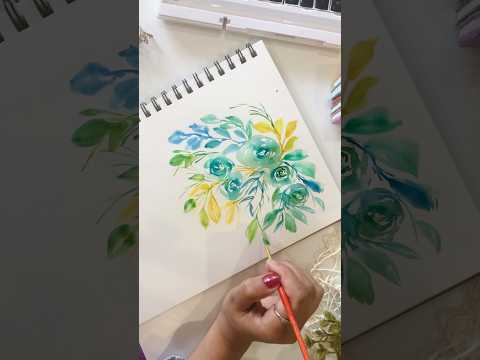 Emerald Watercolor Florals ✨ Calligraphy & Art in One Stroke! #shorts #calligraphy #flourishing