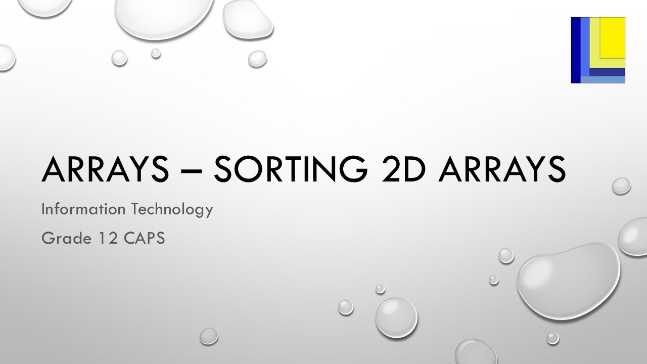 Arrays – Sorting a 2D Array