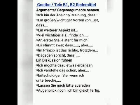 Goethe/ Telc B1, B2 Redemittel #deutsch #b1 #b2 #telc #goethezertifikat #shortsvideo #shorts
