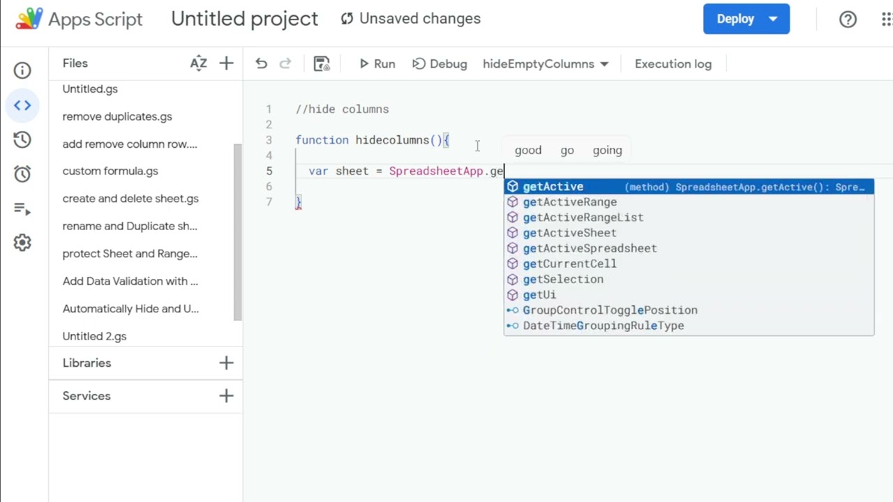 Google Apps Script Course #32: Hide Columns in Google Sheets Automatically!