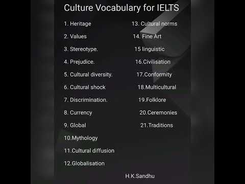 Cultural Vocabulary For IELTS