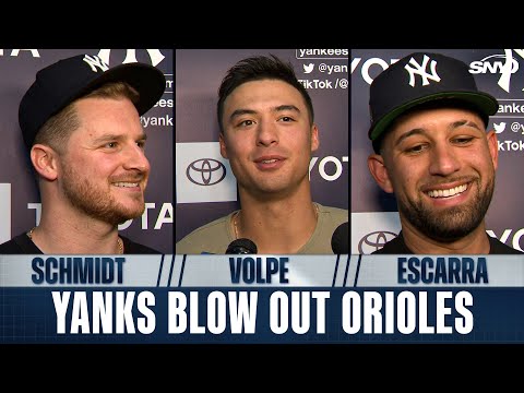 Clarke Schmidt, J.C. Escarra and Anthony Volpe talk near no-hitter in Yankees rout of Orioles