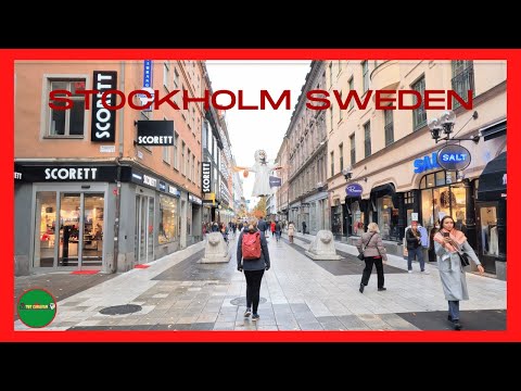 The Shopping Street Drottninggatan Stockholm Sweden Europe | Walking tour Oct 2022