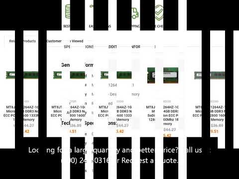 MT8JTF51264AZ-1G6E1 Micron 4GB DDR3 Non ECC PC3-12800 1600Mhz 1Rx8 Memory