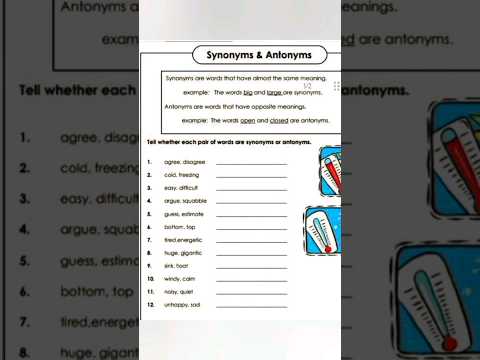 Synonyms & Antonyms || worksheet 3rd grade📝✍️